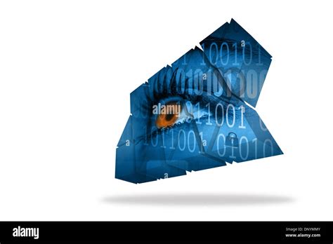 eye and binary code on abstract screen against cloud in a futuristic