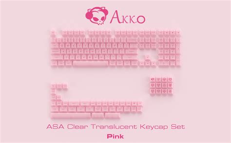 Akko Keycaps Set Pink Keyboard Keycaps Clear Translucent 155 Key Asa Profile Keys With Mac