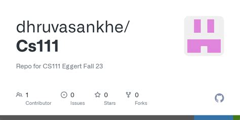 Github Dhruvasankhecs111 Repo For Cs111 Eggert Fall 23