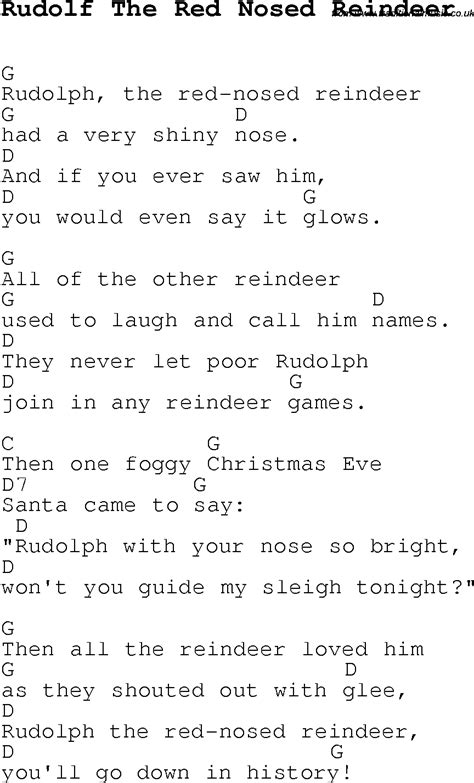 Printable Rudolph The Red Nosed Reindeer Lyrics