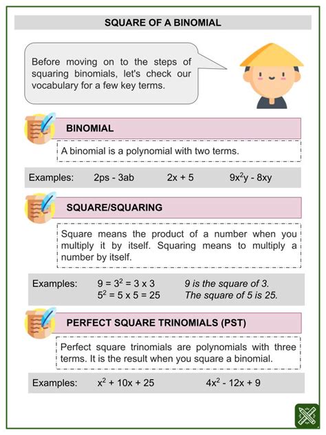 Square Of A Binomial Wonders Of The World Math Worksheets Worksheets Library
