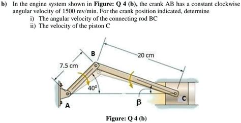 solved b in the engine system shown in figure q 4 b the crank ab