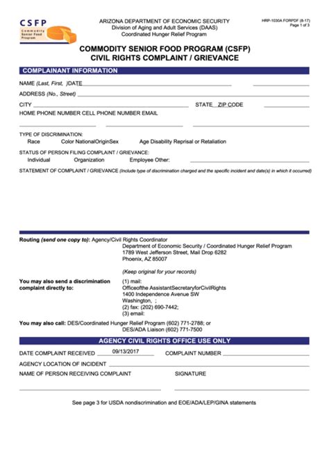 Fillable Form Hrp 1030a Commodity Senior Food Program Cfsp Civil