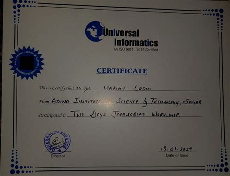 Hariom Lodhi On Linkedin I Have Attended The Two Days Workshop On