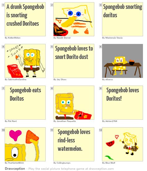 A Drunk Spongebob Is Snorting Crushed Doritoes Drawception