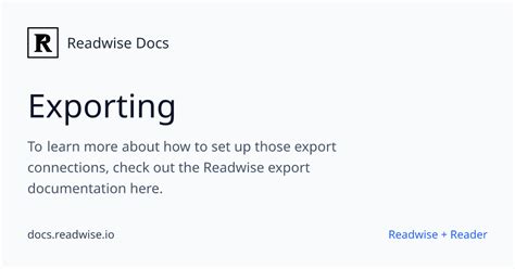 Exporting Readwise Docs