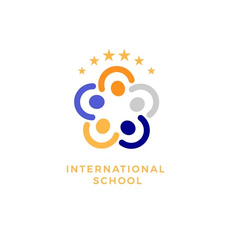 International School Social Community Flat Vector Logo Concept Human