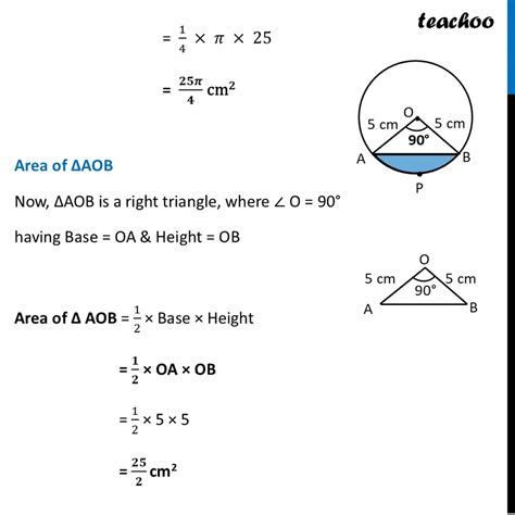 Find The Area Of The Major Segment In Terms Of 𝜋 Of A Circle Of