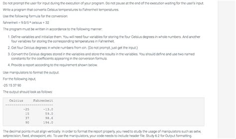 Solved Do Not Prompt The User For Input During The Execution