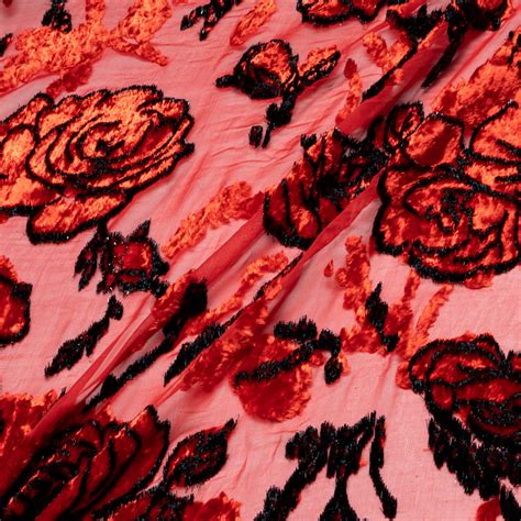 Rose Floral Printed Velvet Shop Luxury Fabric