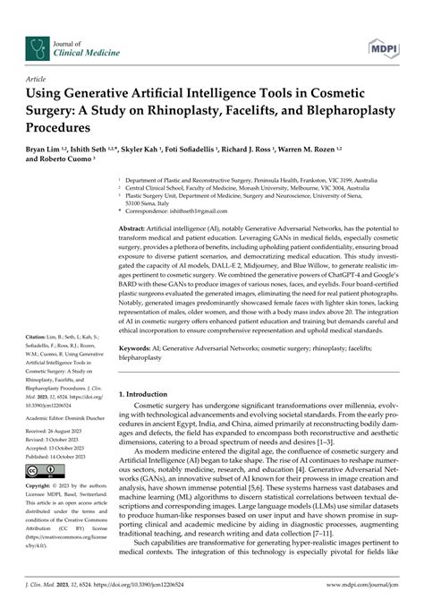 (PDF) Using Generative Artificial Intelligence Tools in Cosmetic Surgery: A Study on Rhinoplasty ...