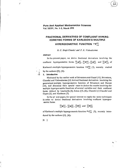 Pdf Fractional Derivatives Of Confluent Hypergeometric Forms Of