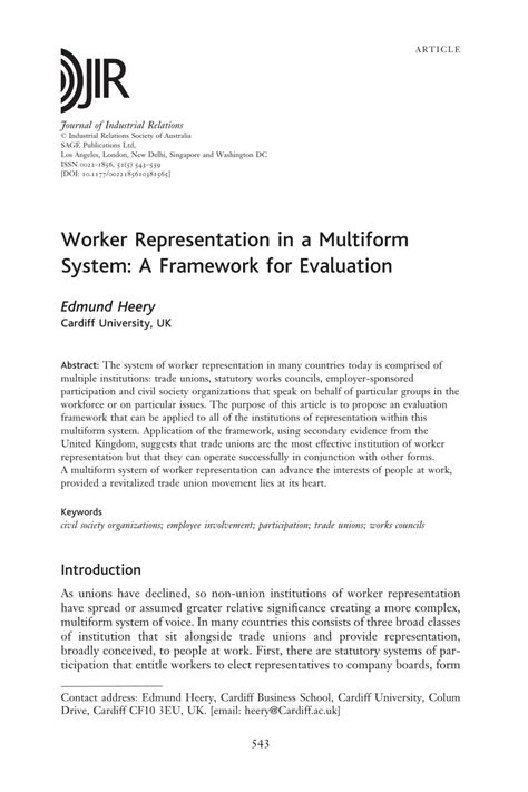 Pdf Worker Representation In A Multiform System A Framework For