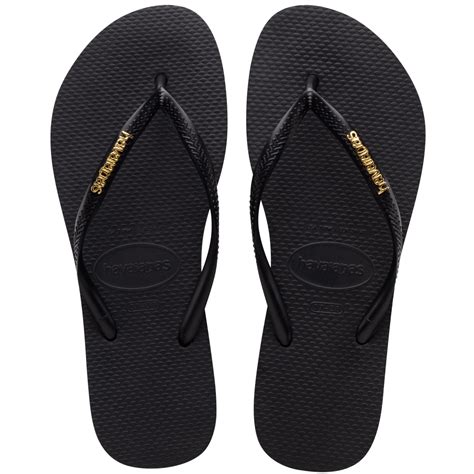 Black And Gold Havaianas Flip Flops Discount