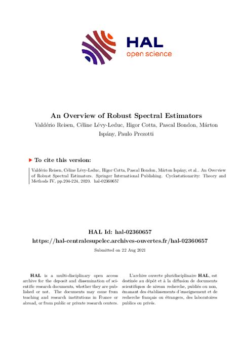 Pdf An Overview Of Robust Spectral Estimators Márton Ispány