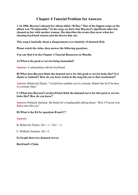 Chapter 4 Tutorial Problem Set Answers Chapter 4 Tutorial Problem Set