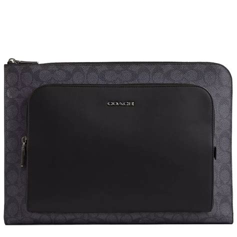 Buy Coach Ethan Portfolio Laptop Case In Signature Canvas In Charcoal