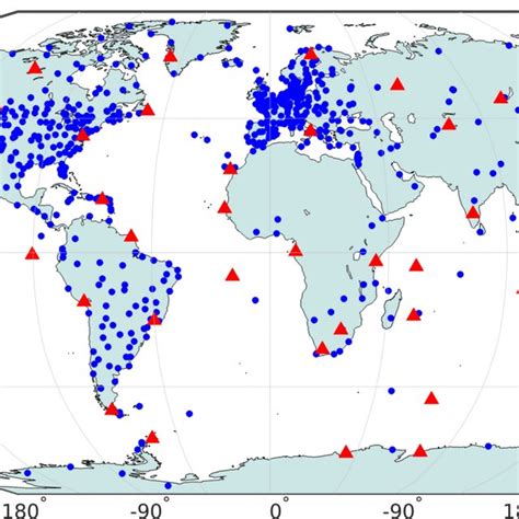 Igs Repro3 Network Consists Of 1053 Stations The Red Triangles Are 48 Download Scientific