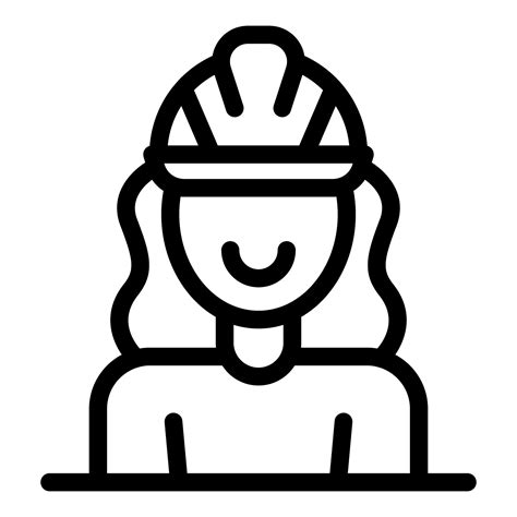 Female Construction Worker Smiling Wearing Hard Hat Safety Gear Icon