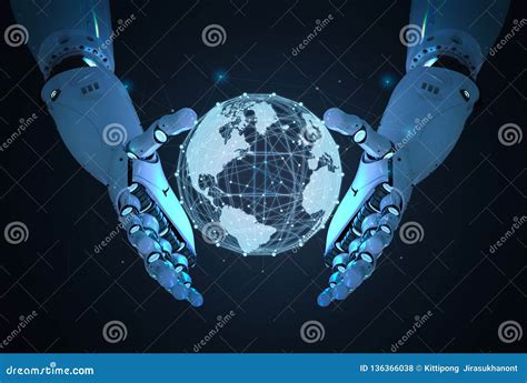 Robot With Global Connection Stock Illustration Illustration Of International Communication