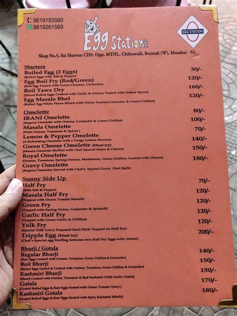 Menu At Egg Station Mumbai Shop No 4 And 5