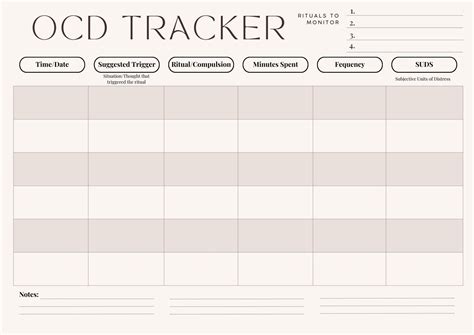 Ocd Ritual Tracker Printable Mental Health Worksheet For Clients