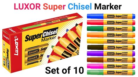 Luxor Super Chisel Marker Set Of 10 Multicolor Youtube