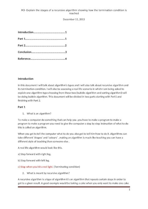 Doc M3 Explain The Stages Of A Recursive Algorithm Showing How The