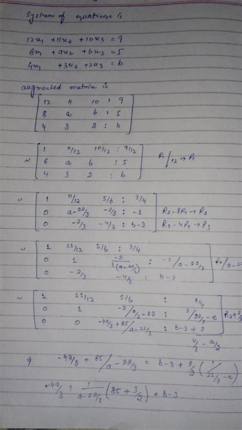 [solved] please use augmented matrix and row operations to solve the