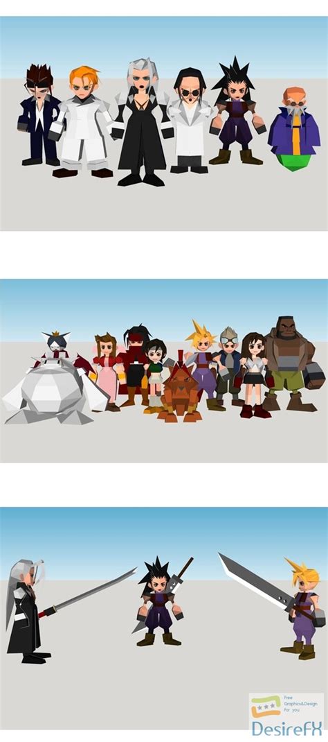 Download Final Fantasy Vii All Charachters Low Poly By Cestymour 3d