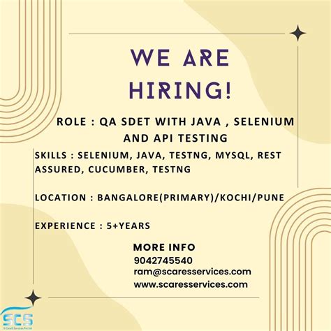 Scares Services Pvt Ltd On Linkedin Qasdet Java Selenium Testng