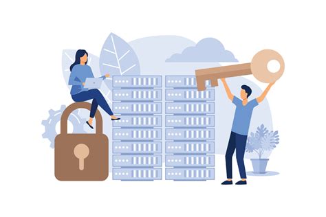 Server Security Concept Showing The Server Is Being Maintained By A Network Administrator