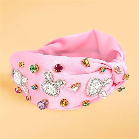 Wholesale Colorful Stone Cluster Stone Paved Easter Bunny Headband For