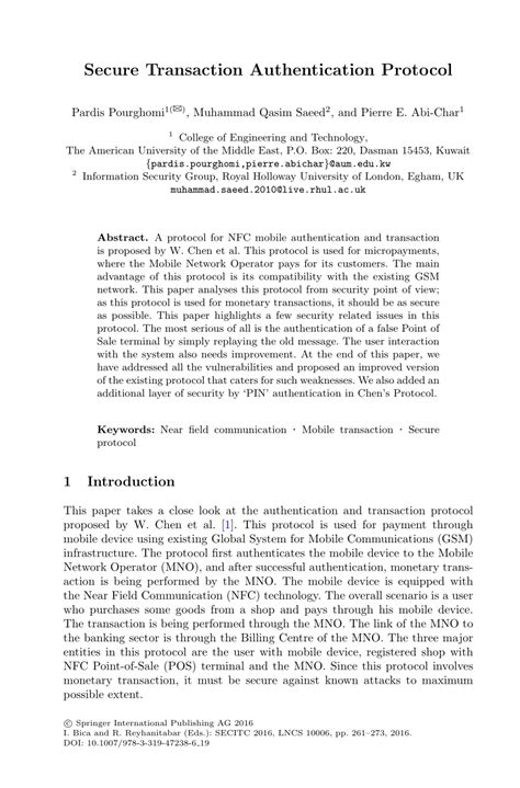 Pdf Secure Transaction Authentication Protocol