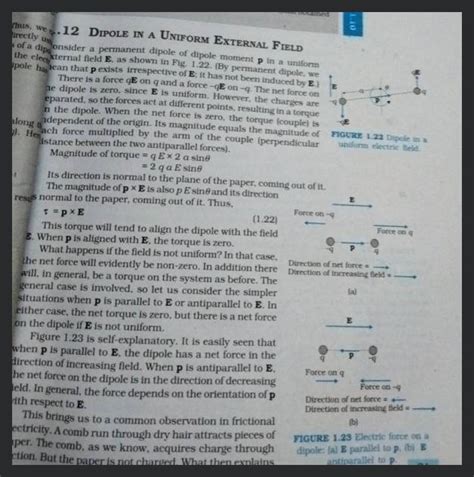 Thus We 1 12 Dipole In A Uniform External Field Irectly Uus Onsider A