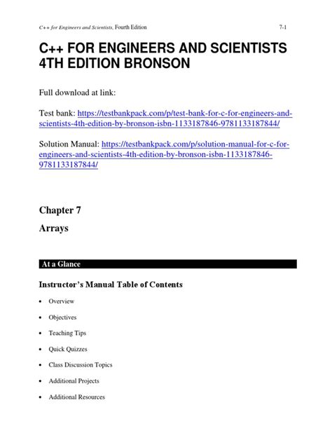 C For Engineers And Scientists 4th Edition Bronson Solutions Manual
