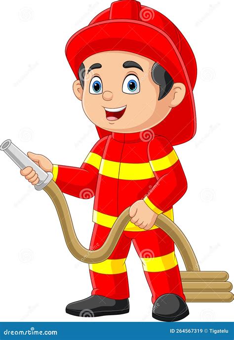 Cartoon Firefighter Character Isolated On White Background Vector