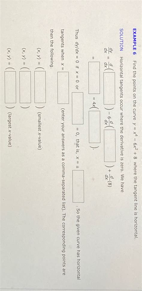solved example 6 ﻿find the points on the curve y x4 6x2 8