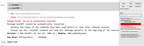 acegen package acefem error cannot be automatically installed