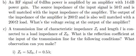 Solved B An RF Signal Of DBm Power Is Amplified By An Chegg