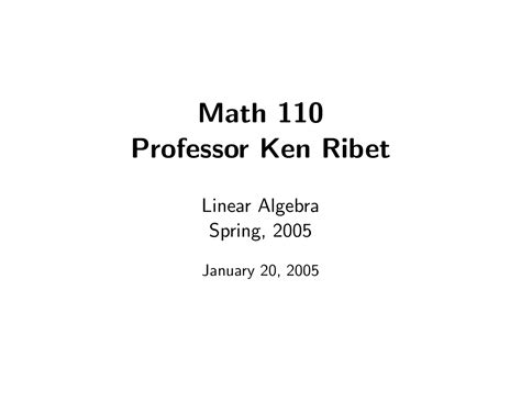 Notes On Subspaces And Examples Linear Algebra Math 110 Docsity