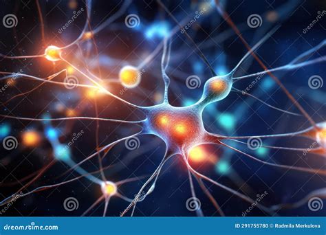 Complex Neuron Interactions Scientific Visualization Stock