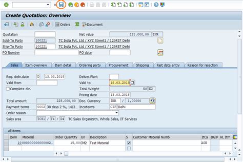 sap sd create quotation