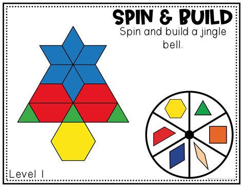Christmas Spin And Build Pattern Block Games Math Center Shape Activity Made By Teachers