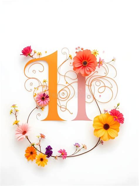 The Number Eleven Is Written In A Flowery Font Stock Illustration