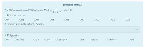 solved estimated time 12 1 the cdf of a continuous rvx is