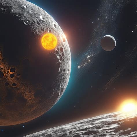 Premium Ai Image Space Sun And Moon Mars Behind Galaxy