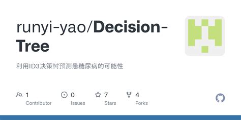 GitHub runyi yao Decision Tree 利用ID3决策树预测患糖尿病的可能性