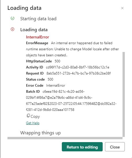 Bug Datamart Loading Data Internal Error Code 500 Microsoft