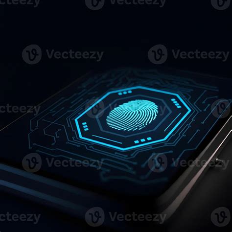 Futuristic Fingerprint Scanner On Smartphone Biometric Security Authentication Technology Cyber
